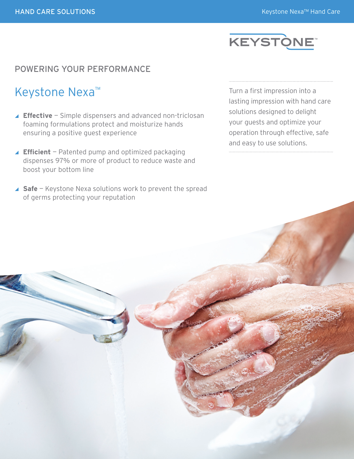 Keystone Nexa Hand Care Sell Sheet