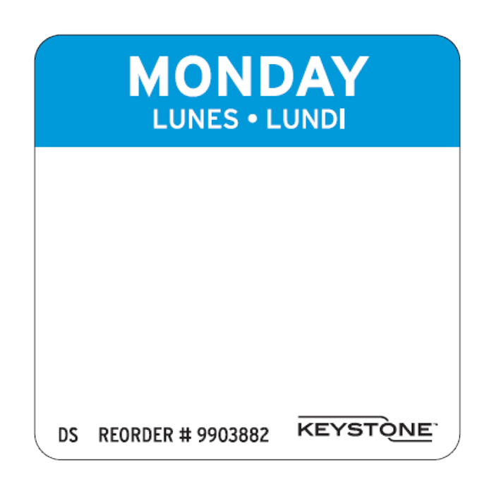 Keystone 2” Day of the Week Dissolvable Labels