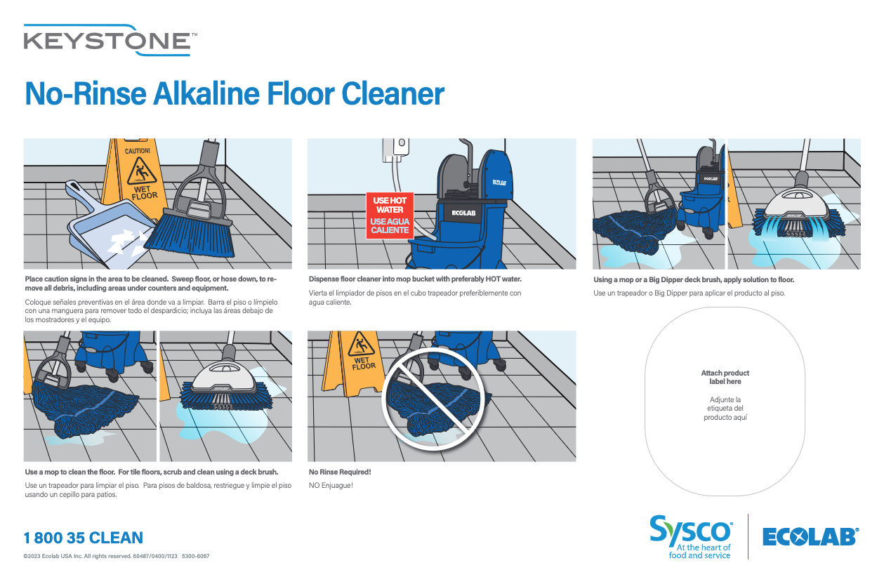 Keystone No Rinse Alkaline Floor Cleaner Wall Chart