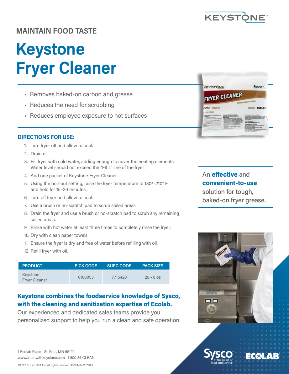 Keystone Fryer Cleaner Sell Sheet