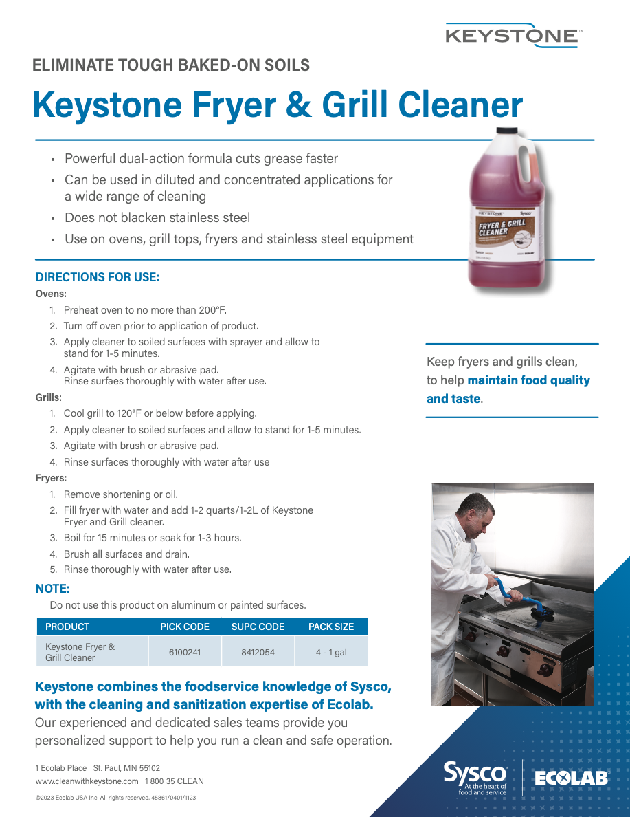 Keystone Fryer & Grill Cleaner Sell Sheet