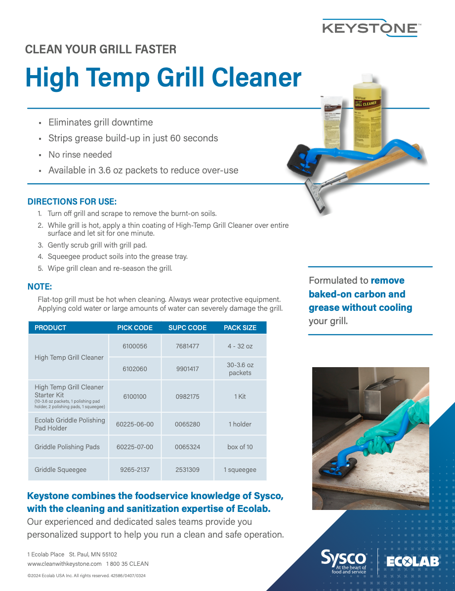 Keystone High Temp Grill Cleaner Sell Sheet