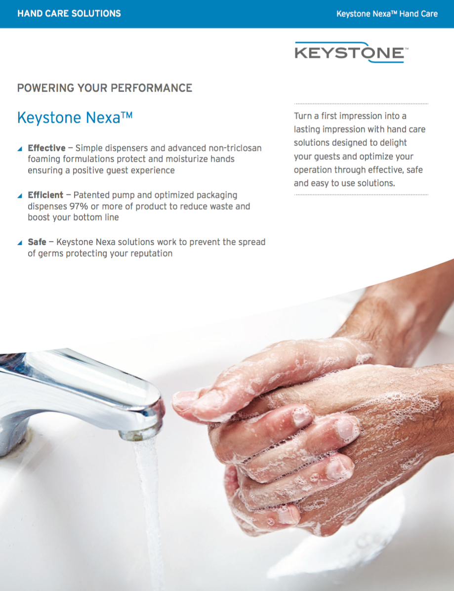 Keystone Nexa Hand Care Sell Sheet